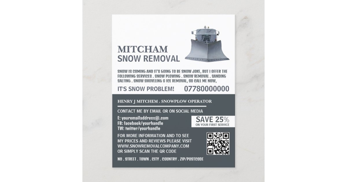 Snowplow, Snow Removal Company Advertising Flyer | Zazzle