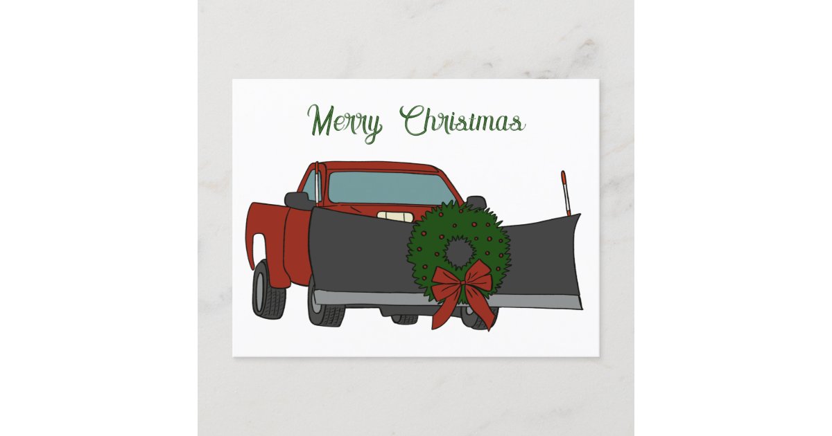 Snowplow with Christmas Wreath Custom Snowplowing Postcard | Zazzle
