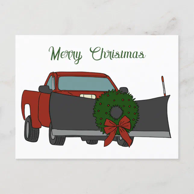 Snowplow with Christmas Wreath Custom Snowplowing Postcard | Zazzle