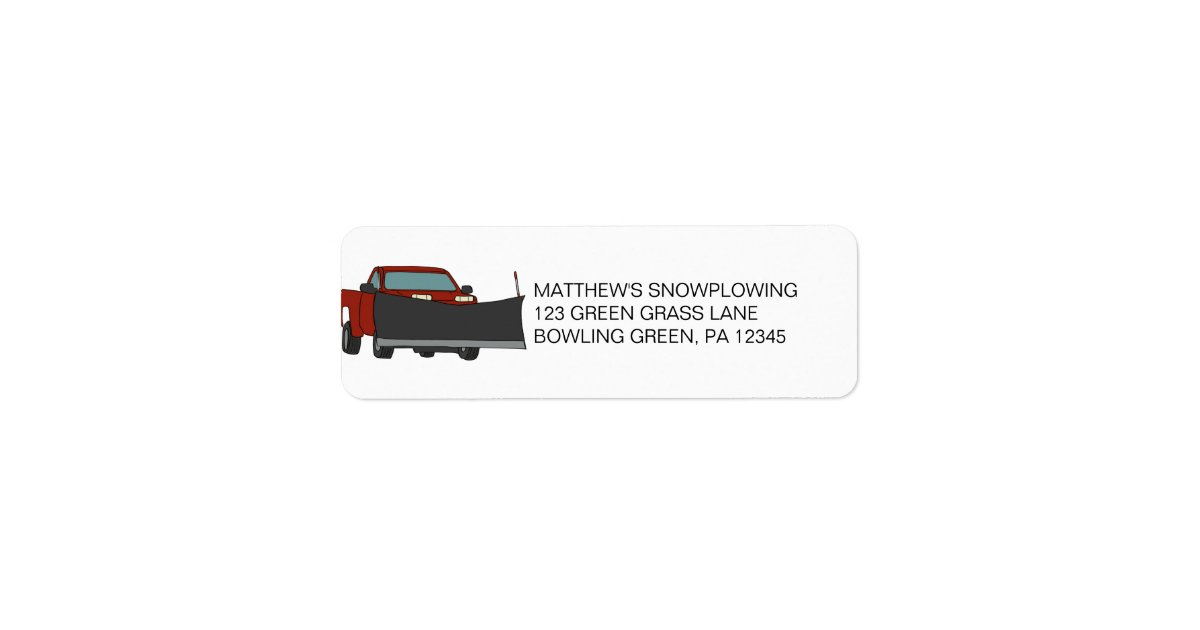 Snowplowing Business Snow Plow Return Address Label | Zazzle
