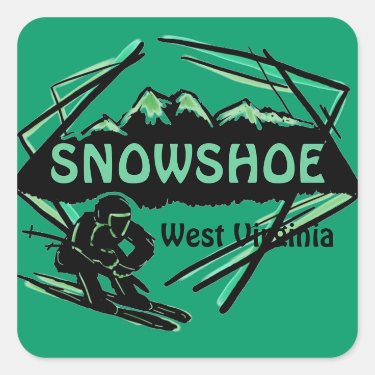 Snowshoe West Virginia green ski logo stickers | Zazzle