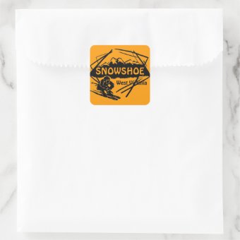 Snowshoe West Virginia orange ski logo stickers | Zazzle