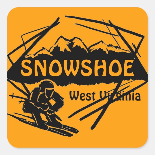 Snowshoe West Virginia orange ski logo stickers | Zazzle.com