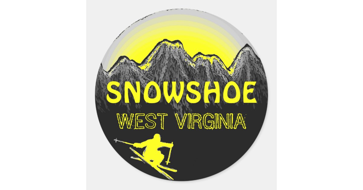 Snowshoe West Virginia yellow ski stickers | Zazzle
