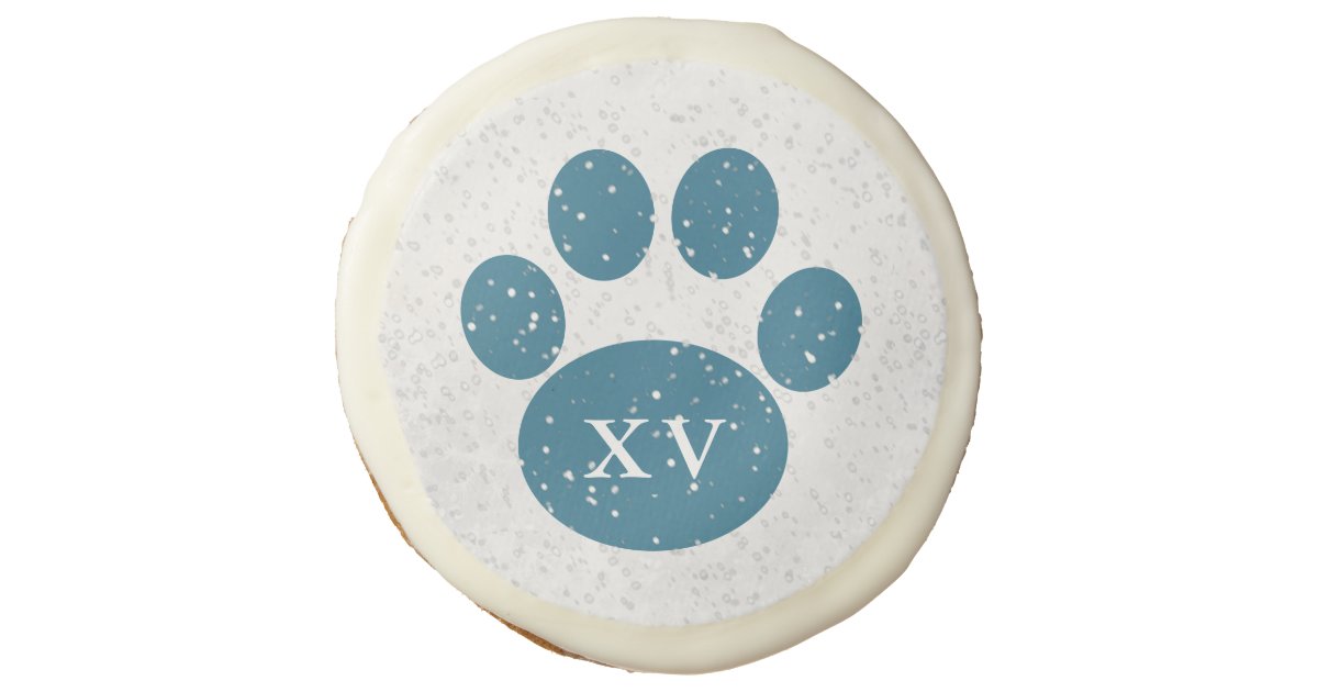 Snowy Blue Bear Paw XV Anos Quinceanera Sugar Cookie | Zazzle