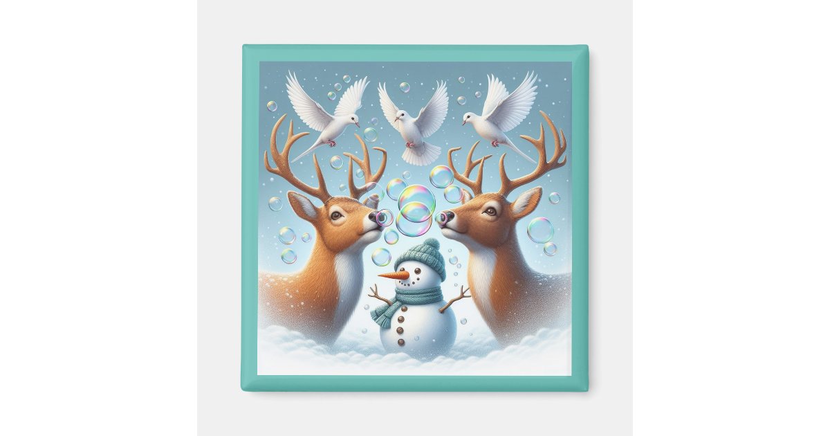 Snowy Bubbles Magnet | Zazzle