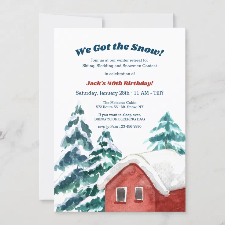 Snowy Cabin Invitation | Zazzle