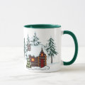Snowy Cabin Scene Mug | Zazzle