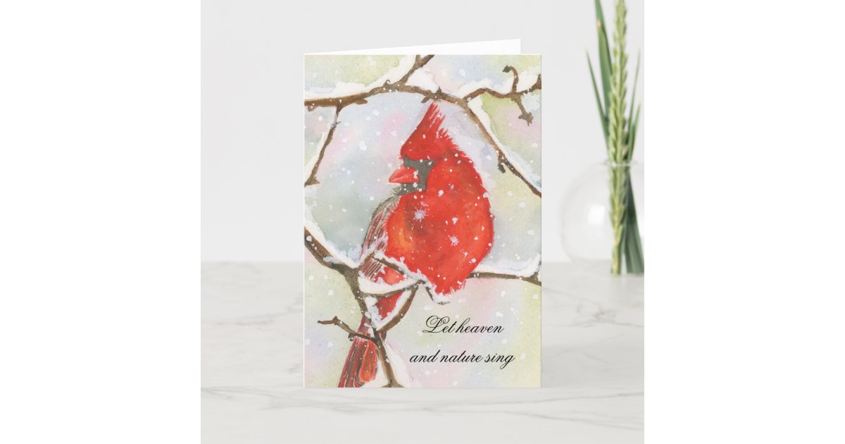 Snowy Cardinal Holiday Card | Zazzle