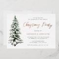 Snowy Christmas Tree Festive Christmas Party Gold Foil Invitation | Zazzle