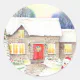 Snowy Cottage Classic Round Sticker | Zazzle