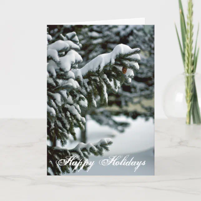 Snowy Evergreen Tree Card | Zazzle