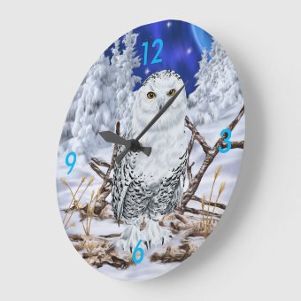 Snowy Owl Large Clock | Zazzle
