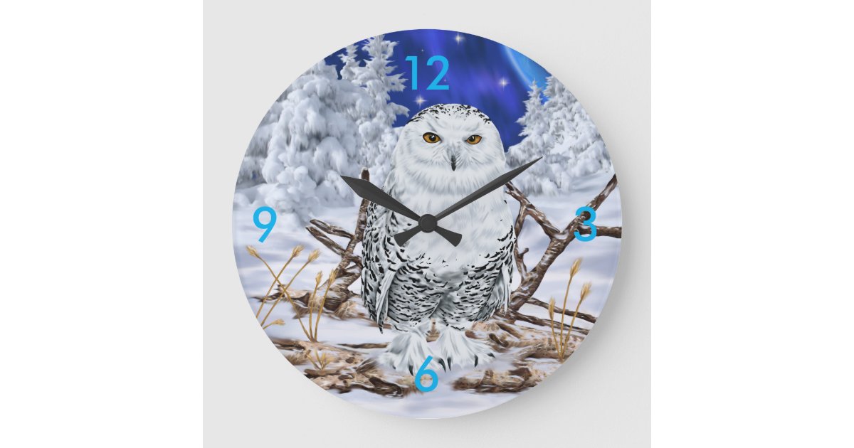 Snowy Owl Large Clock | Zazzle