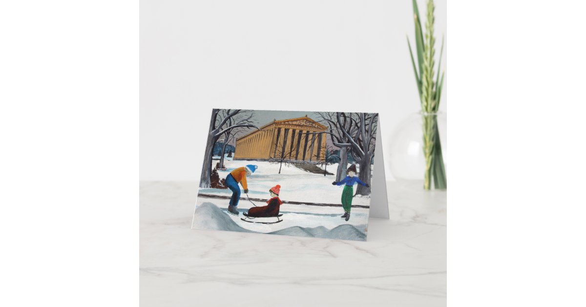 Snowy Parthenon Nashville Christmas Card | Zazzle