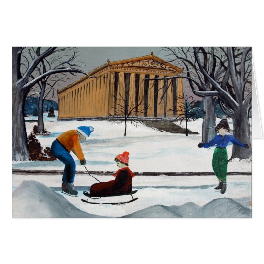 Snowy Parthenon Nashville Christmas Card | Zazzle.com