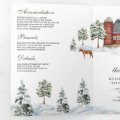 Snowy Red Barn Winter Christmas QR Code Wedding Tri-Fold Invitation ...