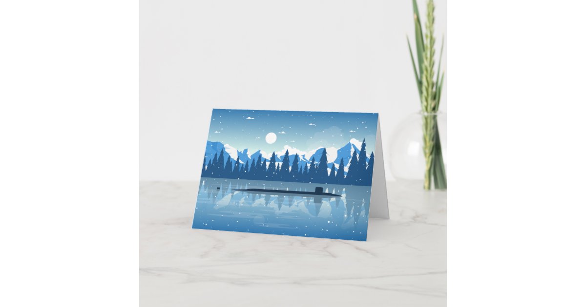 Snowy Submarine Holiday Card | Zazzle