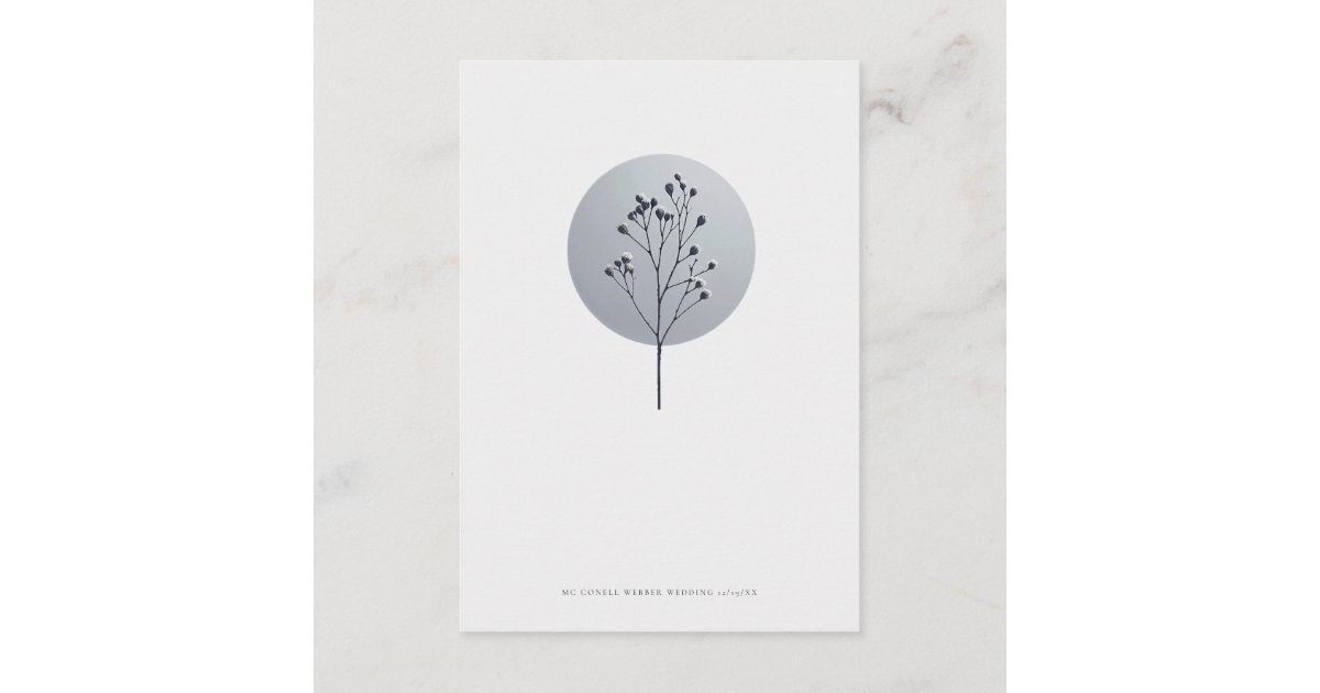 Snowy twig wedding details card | Zazzle