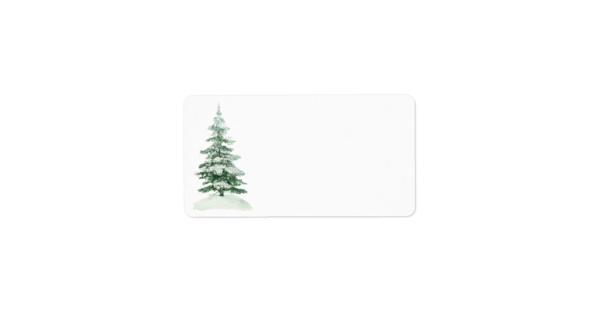 Snowy Watercolor Pine Tree Blank DIY Print Address Label | Zazzle