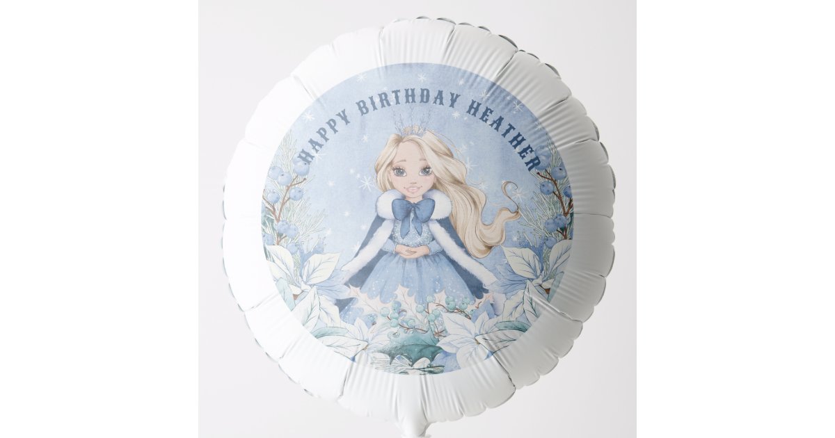 Snowy Winter Blonde Princess Birthday Balloon | Zazzle