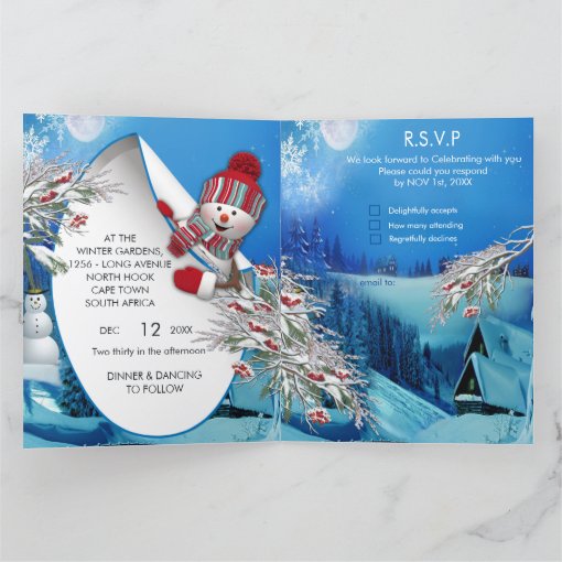 Snowy Winter Fantasy All in One Wedding Invite | Zazzle