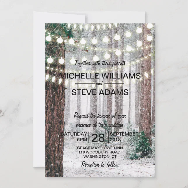 Snowy Winter Forest Wedding Invitation | Zazzle