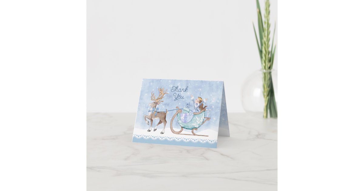 Snowy Winter Princess Birthday Thank You Card | Zazzle