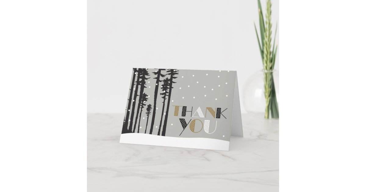 Snowy Winter Scene Thank You Card | Zazzle