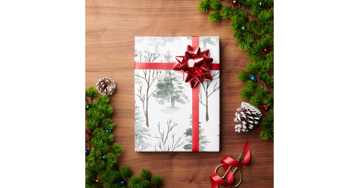 Snowy Winter Trees Pattern Wrapping Paper | Zazzle