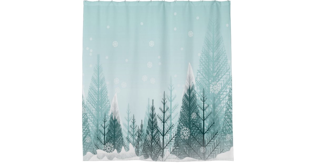 Snowy Winter Trees Shower Curtain | Zazzle