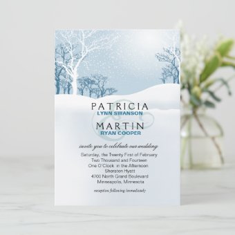 Snowy Winter Wedding - ice blue Invitation | Zazzle