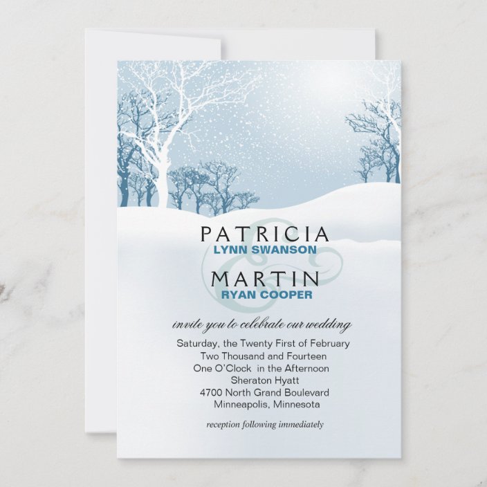 Snowy Winter Wedding - ice blue Invitation | Zazzle
