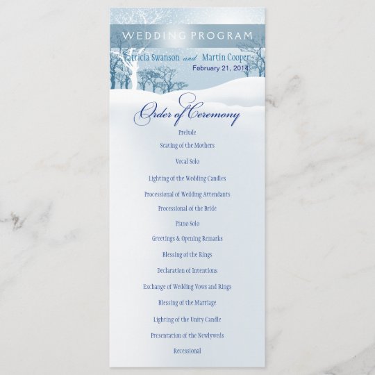 Snowy Winter Wedding Program ice blue | Zazzle.com