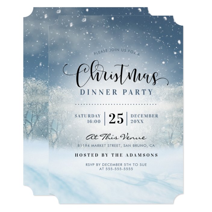 Snowy Winter Wonderland Christmas Dinner Party Invitation | Zazzle.com