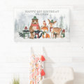 Snowy Winter Woodland Animals Happy Birthday Banner | Zazzle