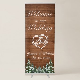Snowy Wood & Forest Country Pine Wedding Welcome Retractable Banner ...