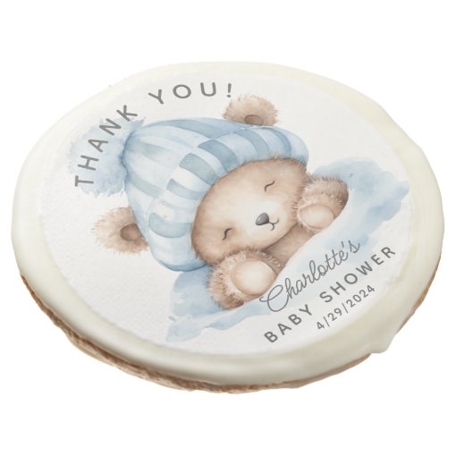 Snuggle Bear Baby Shower Favor Sugar Cookie | Zazzle