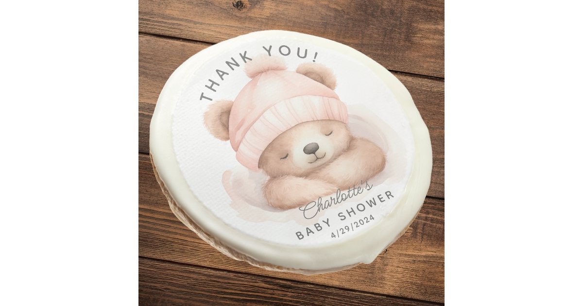 Snuggle Bear Baby Shower Favor Sugar Cookie | Zazzle