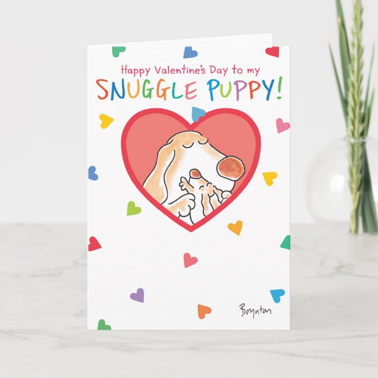 SNUGGLE PUPPY Valentines by Boynton Holiday Card | Zazzle