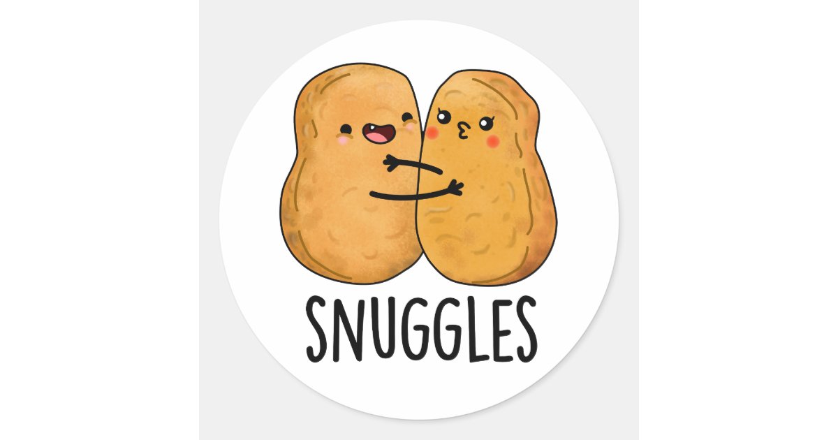 Snuggles Funny Nugget Couple Pun Classic Round Sticker | Zazzle