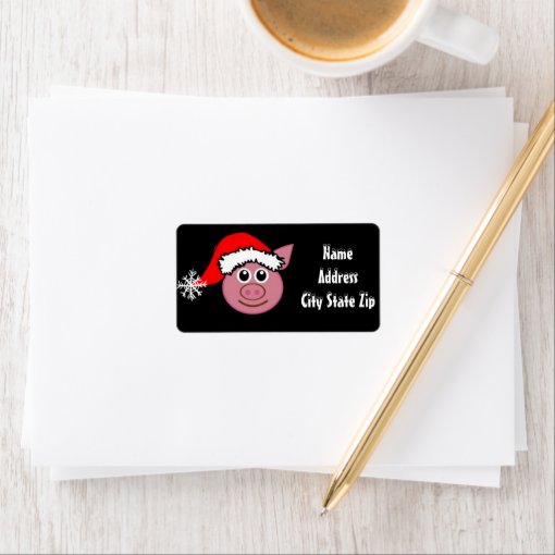 *SO CUTE CHRISTMAS PIGGY " with *SNOW FONT* LABEL | Zazzle