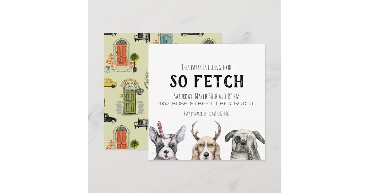 So Fetch Puppy Themed Party Invitation | Zazzle