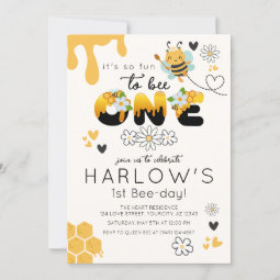 So fun to Bee One Bumble Bee 1st Birthday Invitation | Zazzle