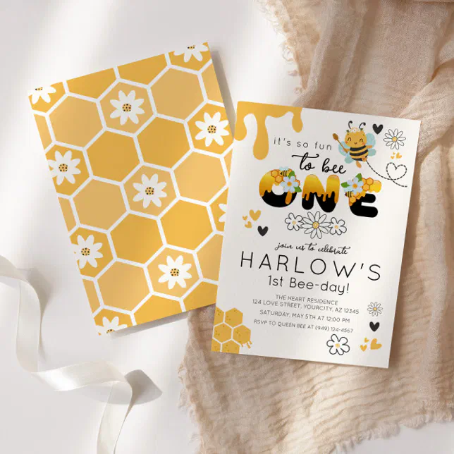 So fun to Bee One Bumble Bee 1st Birthday Invitation | Zazzle