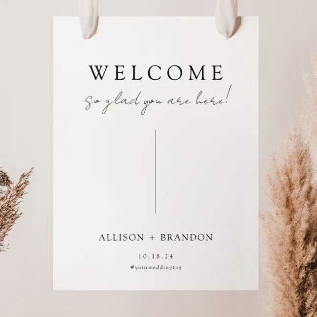 So Glad You're Here Modern Wedding Welcome Sign | Zazzle