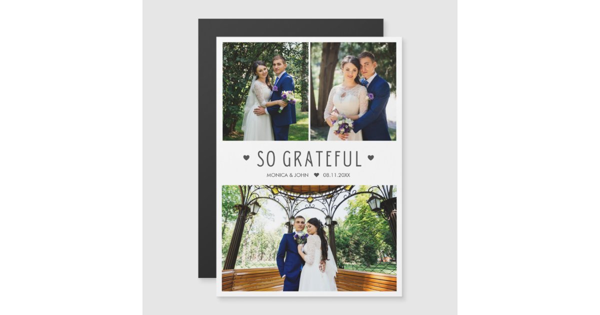 So Grateful Modern Photo Wedding Thank You | Zazzle