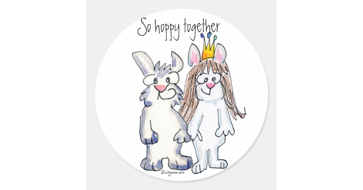 So Hoppy Together -Cartoon Rabbit Sticker | Zazzle