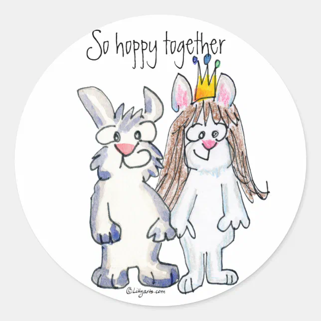 So Hoppy Together -Cartoon Rabbit Sticker | Zazzle