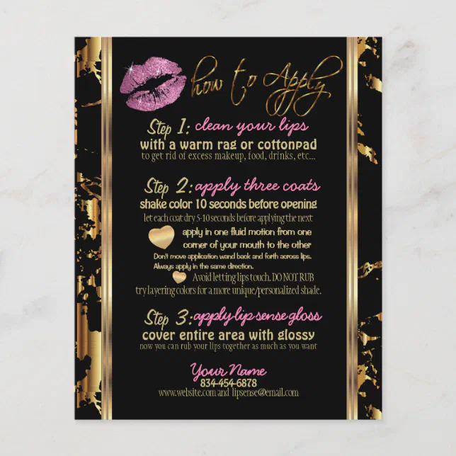 So Pink Glitter Lip with Marble Instructions Flyer | Zazzle
